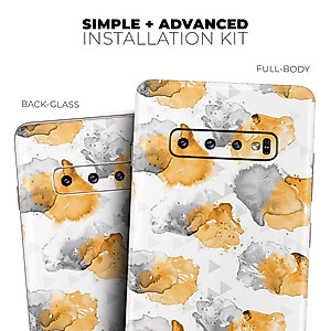 DesignSkinz Karamfila Yellow & Gray Floral V15 Protective Vinyl Decal Wrap Skin Cover Compatible with The Samsung Galaxy S20 (Screen Trim & Back Glass Skin)