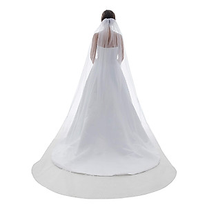 SAMKY 1T 1 Tier Beaded Edge Wedding Veil - Light Ivory Cathedral Length 108" V120