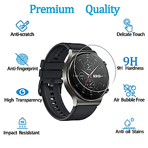 KELOLIN Tempered Glass Screen Protector For Huawei Watch GT 2 Pro-Anti-scratch, Anti-Glare, Anti-Fingerprint [4 Pack] 9H Hardness HD Screen Protector Compatible with Huawei Watch GT 2 Pro