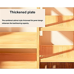 ZJDU Bamboo Garment Coat Clothes Hanging Rack,with Top Shelf and Shoe Clothing Storage Organizer Shelves, for Home Office Hallway Bedroom,110×42×140cm