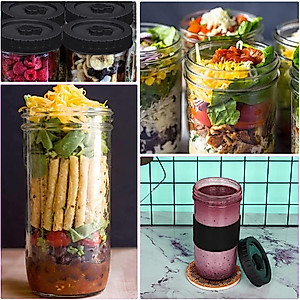 UHAPEER 2 Pack Reusable Boba Cup Bubble Tea Cups, 24 OZ Boba Tea Cup Boba Cups and Lids and Straw, Mason Jar Silicone Sleeve, Glass Iced Coffee Cup, Smoothie Cups with Lids, Glass Bottles for Juicing