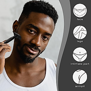 Matte Black Double Edge Safety Razor for Women and Men, Reusable Metal Single Blade Razors, with 10 Platinum Coated Safety Razor Blades