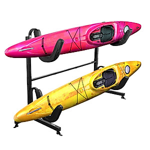 GREAT WORKING TOOLS Kayak Rack - Double Kayak Stand, Heavy Duty Paddleboard and Kayak Accessories, Freestanding or Floor Mount Kayak Storage, Holds 175 lbs.