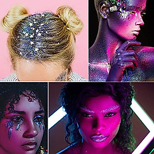 Wismee Glow in The Dark Body Face Glitter Gel, 6 Colors Chunky Holographic Body Glitter Makeup for Body, Face, Hair, Eyeshadow, Glitter for Halloween, Resin, Tumblers, Craft, Cosmetic & Nail Art