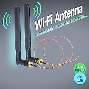 Bingfu Dual Band WiFi 2.4GHz 5GHz 5.8GHz 8dBi RP-SMA Male Antenna 30cm 12 inch RG178 U.FL IPX IPEX to RP-SMA Female Cable 2-Pack for WiFi Router Wireless Mini PCI Express PCIE Network Card Adapter