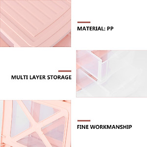 Toyvian Plastic Drawers Organizer, 1Pc 3-Layer Desktop Storage Box Transparent Storage Drawer for Home Office - Pink