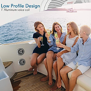 Pyle 6.5” Dual Marine Speakers - 2 Way Waterproof and Weather Resistant Outdoor Audio Stereo Sound System with 150 Watt Power, Polypropylene Cone and Cloth Surround - 1 Pair - PLMR60S (Silver)