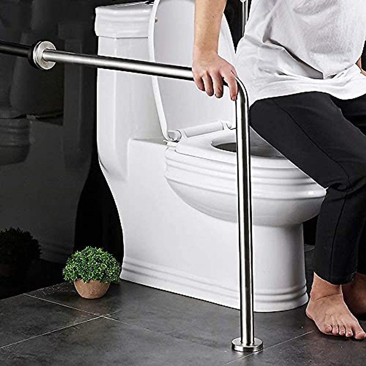 HAIZHEN Bathroom Handicap Rails Grab Bar, L Shape Stainless Steel Toilet Support Rail,Shower Assist Aid Handrails Hand Grips for Elderly/Disabled / Children/Pregant Women
