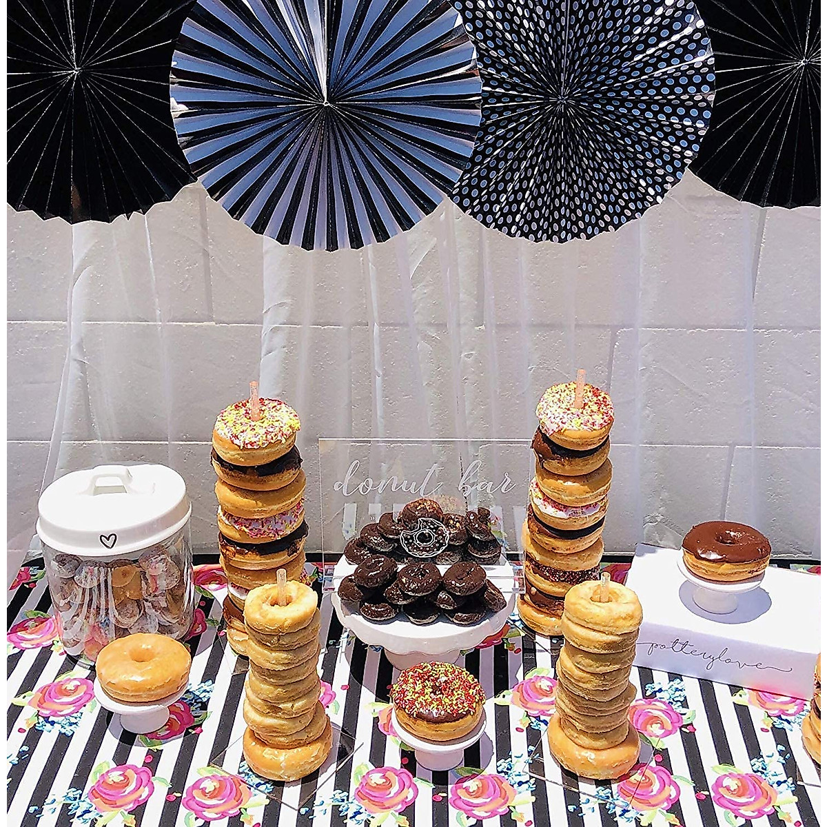 Donut Stands and Cake Pop Stand Kit, Clear Acrylic Stand,1 pcs 21Holes Lollipop Holder and 4 Pcs Donut Holders for Weddings Baby Showers Birthday Parties Anniversaries Halloween Candy Decorative