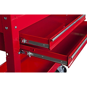 BIG RED ATC310R Torin Rolling Garage Workshop Tool Organizer: 2 Drawer Tool Chest Tray with Top Work Surface and Storage Push Cart, Red, 27.8" L x 14.6" W x 32.7" H