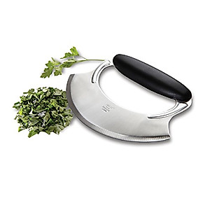 Amco Stainless Steel Mezzaluna with Silicone Handle, 1-Pack, Black