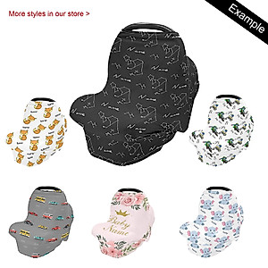 Custom Baby Multi-Use Car Seat Cover Personalized Your Kid Name Cute Elephant Nursing Cover Breastfeeding Scarf Customized Cover for Car Seat Baby