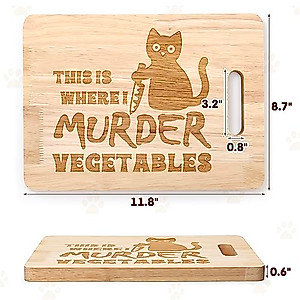 Zingoetrie Funny Black Cat Cutting Board This Is Where I Murder Vegetable Wooden Food Serving Tray Dethawing Engraved Vegan Knife Kitchen Wedding Gift Kitten Lover Dietitian Women Halloween Home Decor