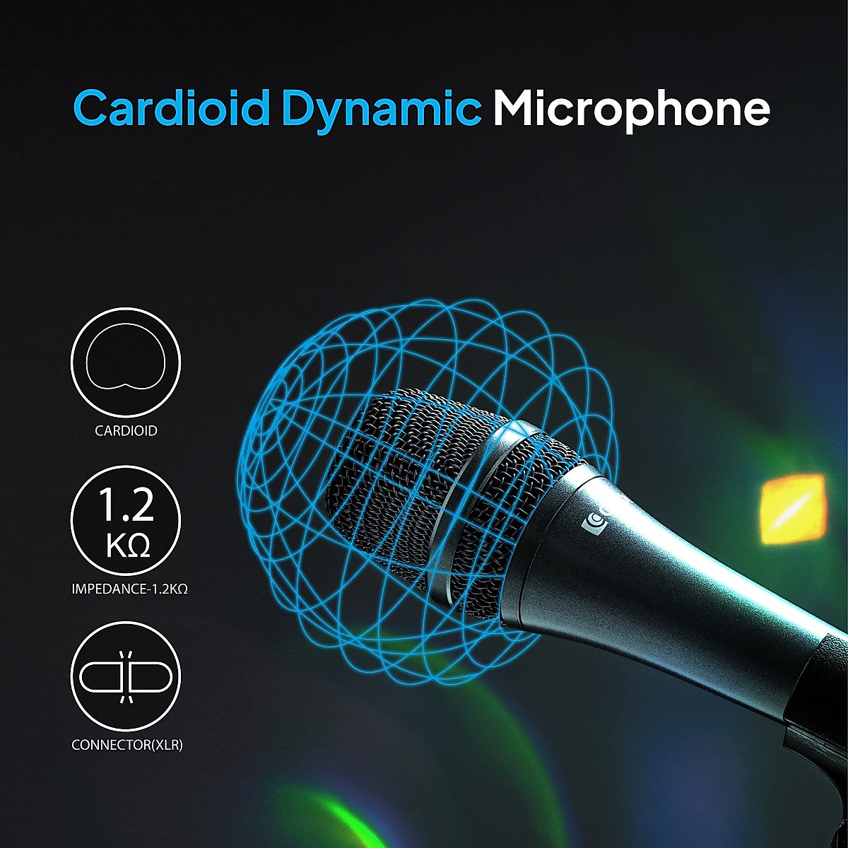 CAROL AC-910 Vocal Microphone - Cardioid Dynamic Microphone with AHNC Noise Cancellation, for Professional Live Stage Singing Performance, Includes Mic Clip and 14.8ft XLR Cable