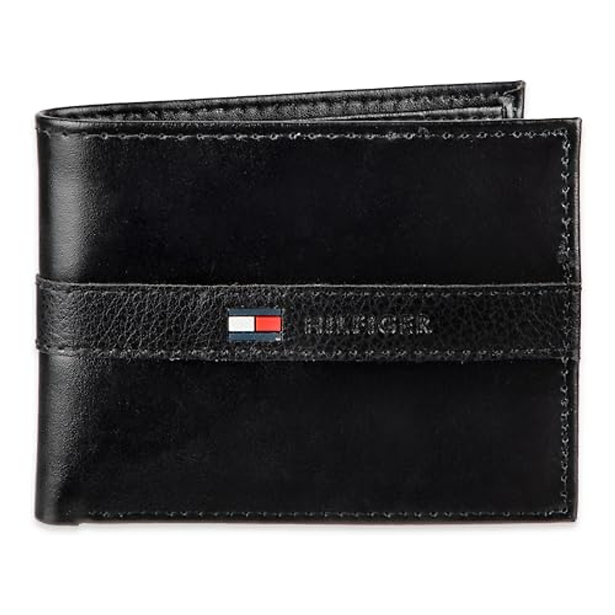 Tommy Hilfiger Men's Leather Wallet - Thin Sleek Casual Bifold with 6 Credit Card Pockets and Removable ID Window, Black