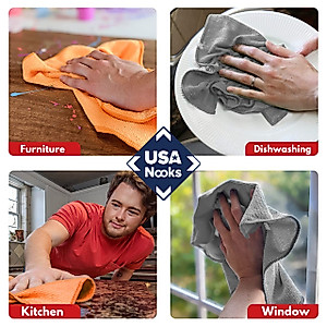 USANOOKS Microfiber Cleaning Cloth - (12x16 inches) High Performance - Ultra Absorbent Weave Traps Grime & Liquid for Streak-Free Mirror Shine - Lint Free Towel - 12x16 Inch (Pack of 8)