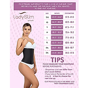 Lady Slim Fajas Colombianas Reductoras Y Moldeadoras para Mujer Underbust Latex Waist Trainer Hourglass Body Shaper for Women Black V2 XS