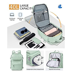 LIVACASA Waterproof Travel Backpack for Women, 40L Airline Approved Carry on Laptop Backpack with Compartment and USB Port