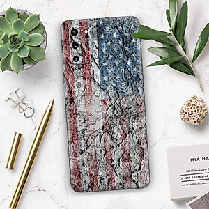 DesignSkinz Aged and Wrinkled American Flag Protective Vinyl Decal Wrap Skin Cover Compatible with The Samsung Galaxy S20 (Screen Trim & Back Glass Skin)
