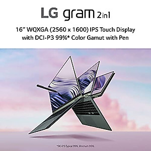LG gram (2022) Laptop 16T90Q 2-in-1 16" Touchscreen, Intel Evo 12th Gen Core i5, 16GB RAM, 512GB SSD, Windows 11, Green