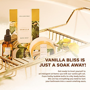 Spa Luxetique Gift Baskets for Women,15 Pcs Vanilla Spa Gifts for Women, Gifts for Women with Bubble Bath, Bath Salt, Bath Bombs Birthday Gifts for Woman With Tote Bag, Spa Baskets for Women Gift