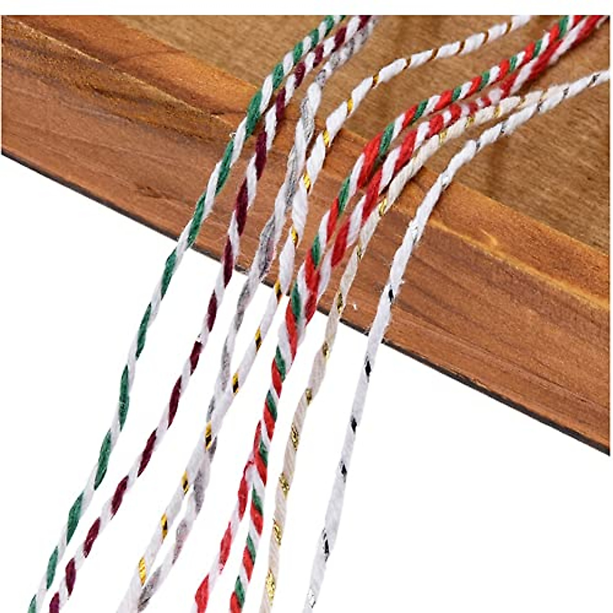 Twine String,328 Feet Christmas Twines White Gold Rope Bakers String Rope Craft Making Knitting Butchers Twine DIY packing, room decoration(White and gold)