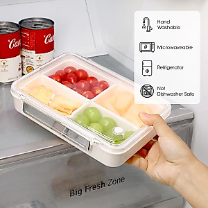 AIEVE Snack Containers, 4 Compartments Reusable Snack Box Container with Lids for Candy Fruits Nuts Snacks Platters