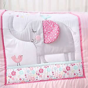 Baby Spark Belle The Elephant 3pc Soft Cotton Crib Bedding Set
