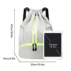 Drawstring Backpack Waterproof with Mesh PocketsString Bag Sackpack Nylon Gym Bag for Swim Sport Hiking Travel Beach,Lightweight Large,2