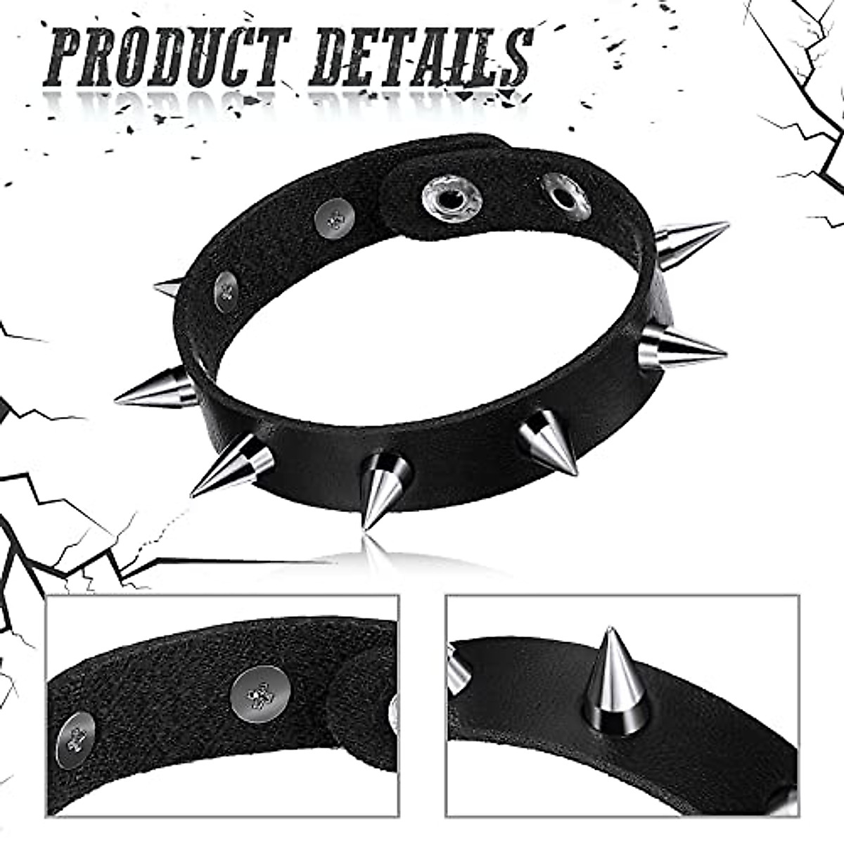 4 Pieces Goth Bracelets for Women Punk Leather Bracelet Punk Rock Accessories Spike Bracelet Gothic Spike Rivet Cuff Bracelet Adjustable Goth Cuff Wristband Metal Studded Buckle Wristband