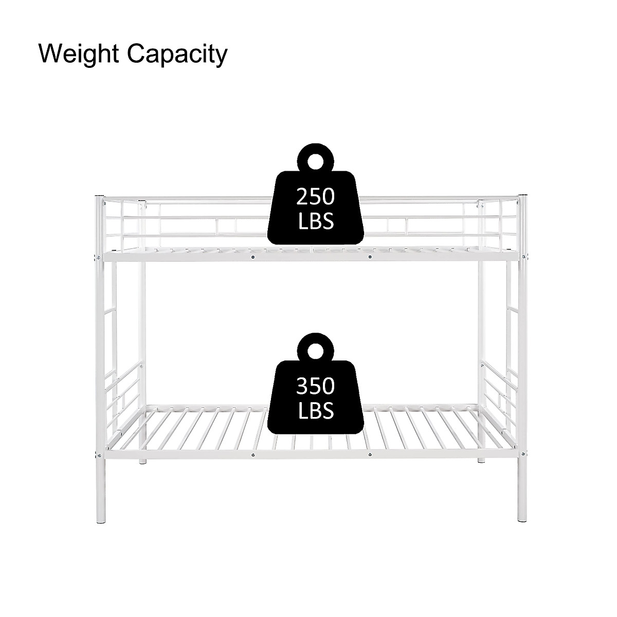 MWrouqfur Twin Over Metal Bunk Bed,Sturdy Heavy Duty Beds with 2 Side Ladders,Space Saving,No Noise,No Box Spring Needed,for Boys Girls Teens Adults