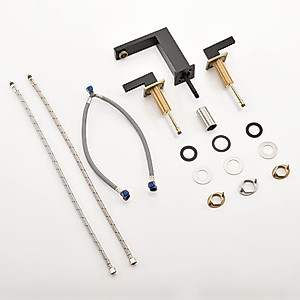 sumerain Widespread 8 inch Bathroom Faucet, Black Bathroom Sink Faucet, 3 Hole Bathroom Faucet