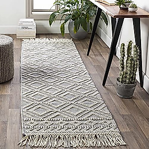 Hauteloom Glastonbury Wool Living Room, Bedroom Area Rug - Traditional, Transitional - Gray, White - 8' x 10'