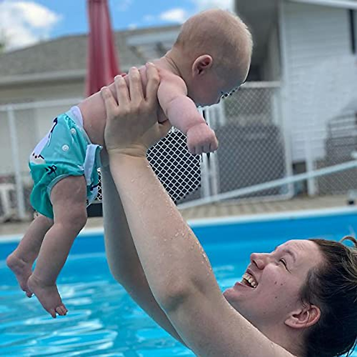 KaWaii Baby Swim Cloth Diapers, Washable Reusable One Size Adjustable to Fit 10-40 lbs Boy & Girl Baby Shower Gifts Swimming Lessons 3-Pack #4