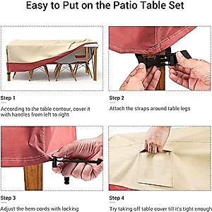 Patio Furniture Cover Waterproof, 600D Heavy Duty Lawn Outdoor Furniture Covers, U-COMSO Outdoor Sectional Sofa Cover Patio Table and Chair Cover, 124" W x 59"D x 29"H, Beige & Orange