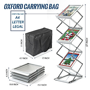 6 Pockets Literature Catalog Rack, Foldable Magazine Brochure Display Stand, Magazine Floor-Standing with Portable Oxford Bag, Aluminum Pop up Brochure Stand for Trade Show