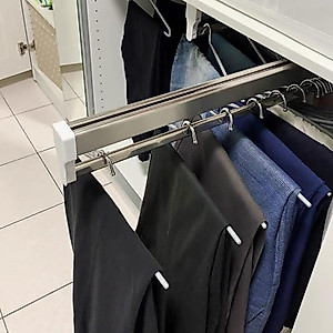 Pull Out Clothes Hanger Rod Adjustable Wardrobe Clothing Rail Hanger Rack Bar for Pants Clothes Stainless Steel (547mm/21.5inch)