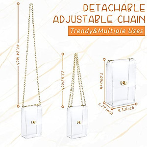 2 Pcs Clear Bag Stadium Approved Small Clear Purses PVC Plastic Bag for Women Girls Men Sporting Concert (Gold Glitter, Simple Style)