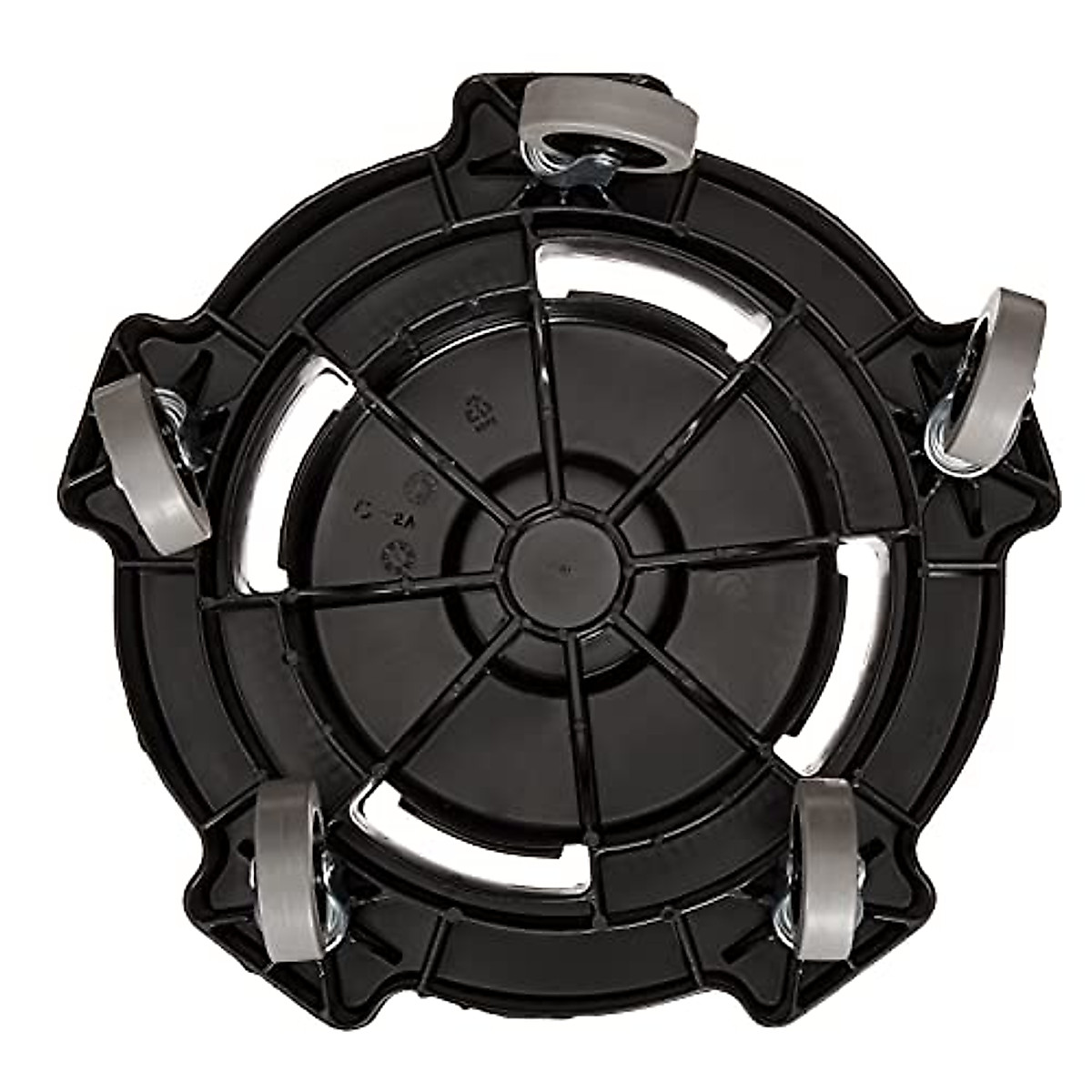 AmazonCommercial Dolly To Fit 32, 44 & 55 Gallon Round Containers, Twist On/Off, 2-Pack, 18.25", Black