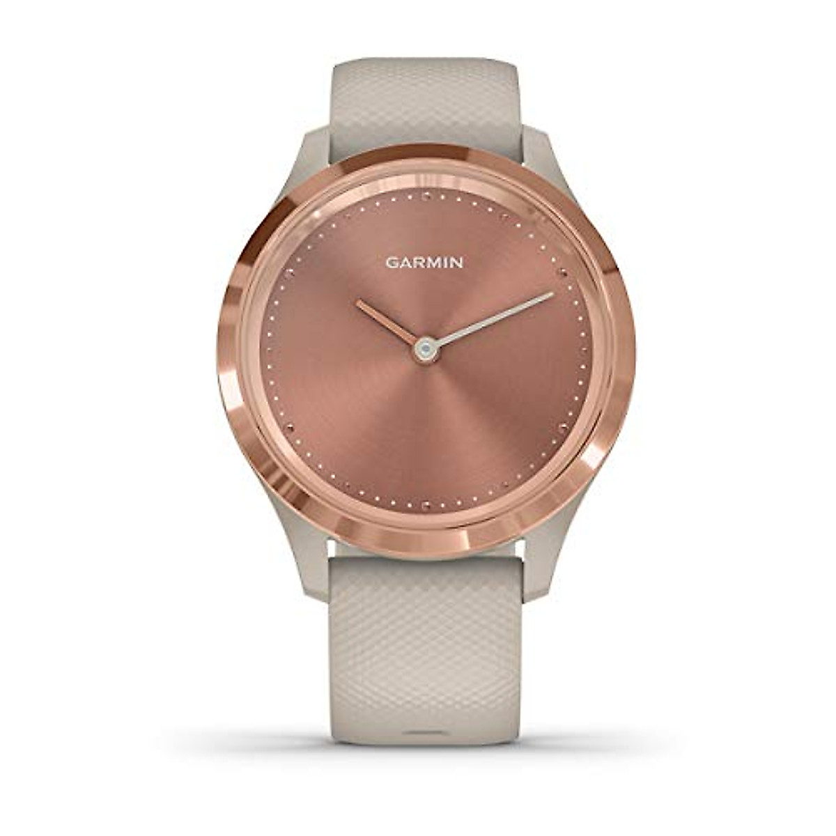 Garmin Hybrid Smartwatch with Real Watch Hands and Hidden Color Touchscreen Displays,Sleep Monitor rose gold with light sand case and band, 39mm, 010-02238-02