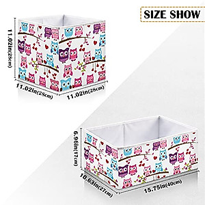 Owls Family Heart Cube Storage Bin Foldable Storage Cubes Waterproof Toy Basket for Cube Organizer Bins for Toys Nursery Kids Closet Book Bathroom Office - 15.75x10.63x6.96 in