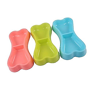FUUIE Bowls for Food and Water Pets Feeding Double Bowls Portable Plastic Dog Cat Bone Shape Water Food Containers Feeder Feeding Bowl Pet Accessories (Color : Blue)