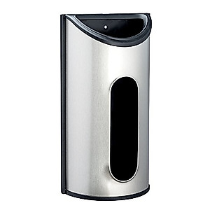 Greenco Plastic Bag Saver, Holder and Dispenser, Wall Mount Brushed Stainless Steel Storage Solution with an Extra Wide Opening for Easy Access to Grocery Bags, Trash Bags, Shopping Bags