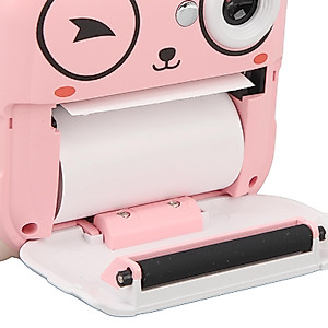 Kids Camera, Cartoon Smart KidsCamera, Portable Cute Print Kids Digital Selfie Camera Toys, Thermal Print Digital Mini Camera for 3 4 5 6 7 8 9 Year Old Girls and (Pink