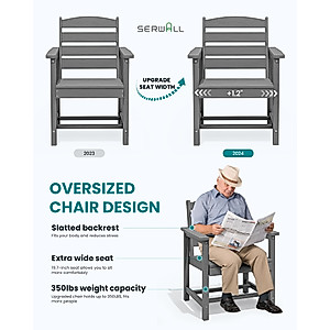 SERWALL Patio Dining Chair Set of 2, Gray