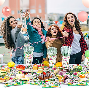 Atonofun Hawaiian Luau Party Supplies, Disposable Hawaiian Plates and Napkins Set, Aloha Party Plates and Cups, Napkins and Cutlery for Hawaiian Luau Birthday Party Decorations Serves 24