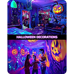 EDISHINE 6 Pack Black Light Bulb, 120V 9W UV Blacklight Bulbs with UVA Level 385-400nm, A19 E26 Base, LED Black Light Bulb for Blacklight Party, Body Paint, Fluorescent Poster, Halloween, ETL Listed