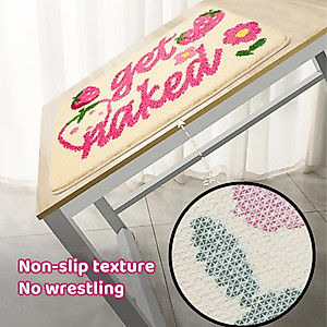 Enhopty Get Naked Bath Mat Strawberry Flower Bathroom Rugs Fun Cute Door Mat Non Slip Microfiber Absorbent Shower Rugs for Home Tub Bedroom…