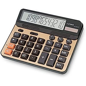Calculator, Solar Battery Calculator Dual Power Large Standard Function Desktop Business Calculators, 12-Digit LCD Display Big Number Electronics Calculator for Office Finance School Student