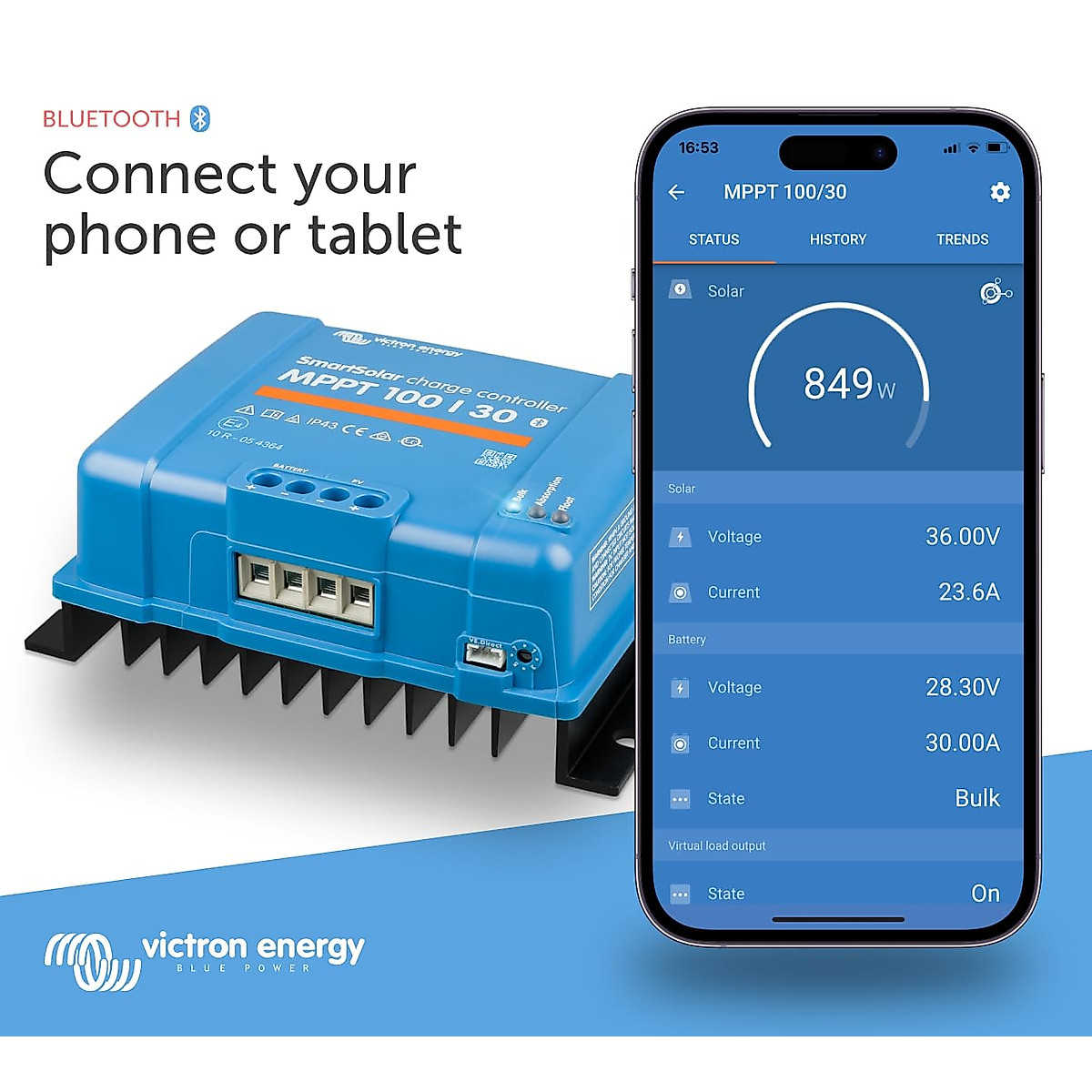 Victron Energy SmartSolar MPPT 100V 30 amp 12/24-Volt Solar Charge Controller (Bluetooth)